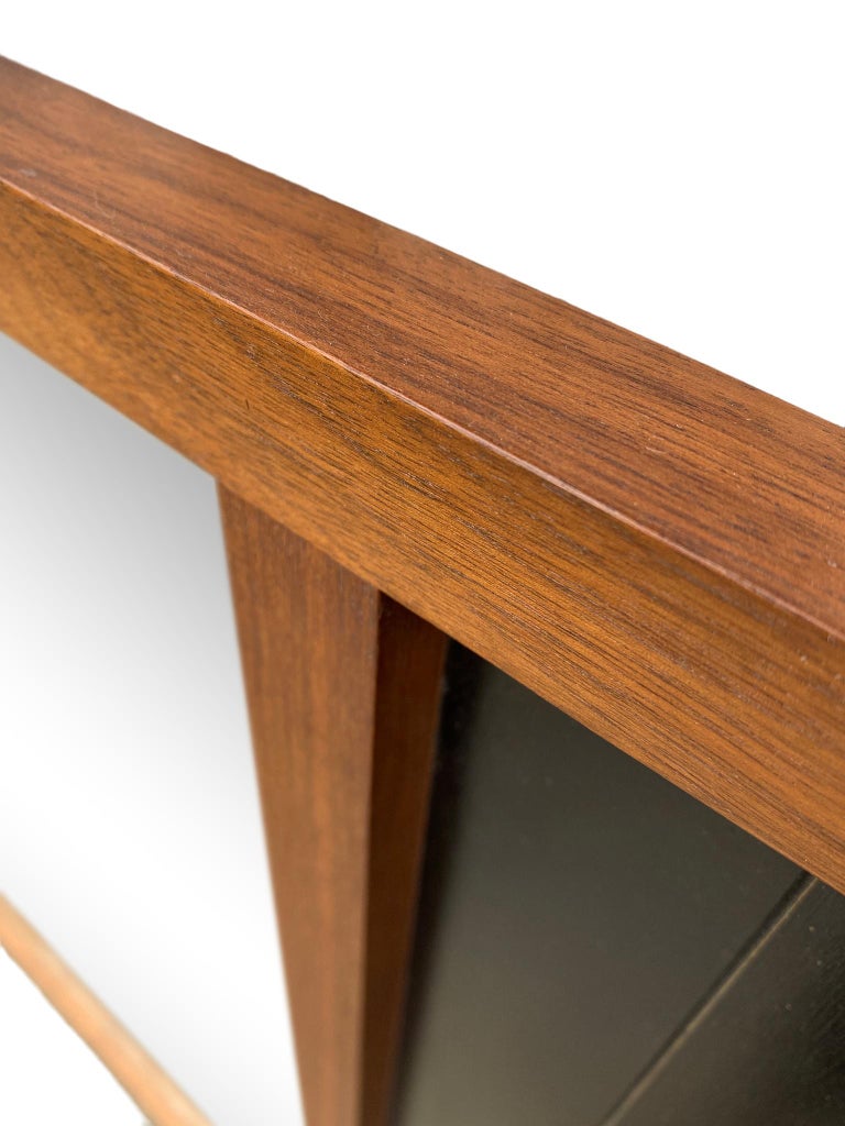 Midcentury Rectangle Walnut Frame Mirror with Black Lacquer Very ...