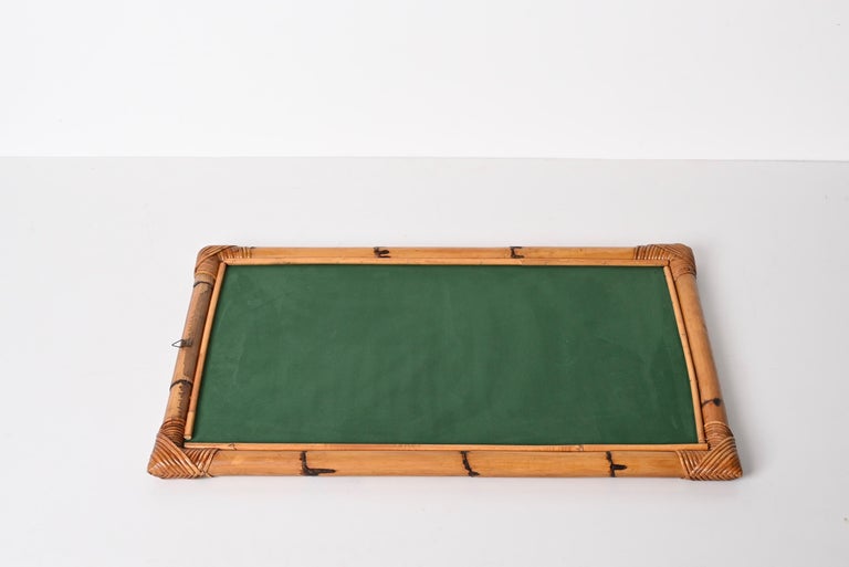 Midcentury Rectangular Italian Mirror with Double Bamboo Cane Frame ...