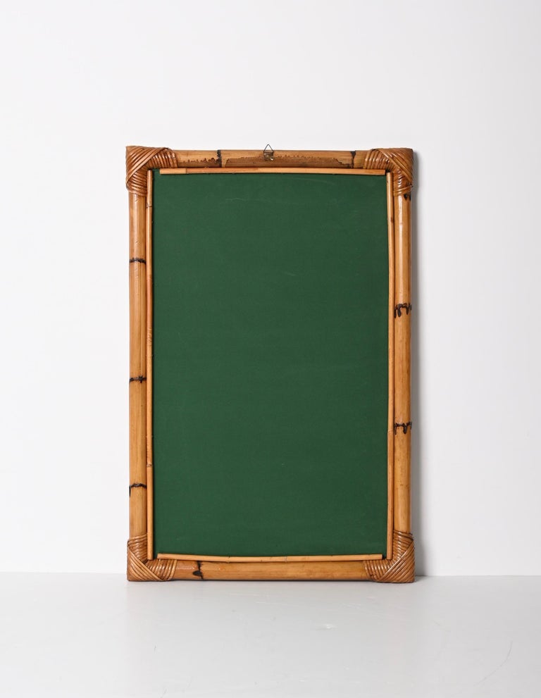 Midcentury Rectangular Italian Mirror with Double Bamboo Cane Frame ...