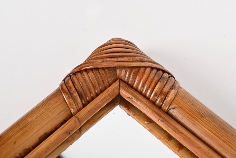 Midcentury Rectangular Italian Mirror with Double Bamboo Cane Frame ...