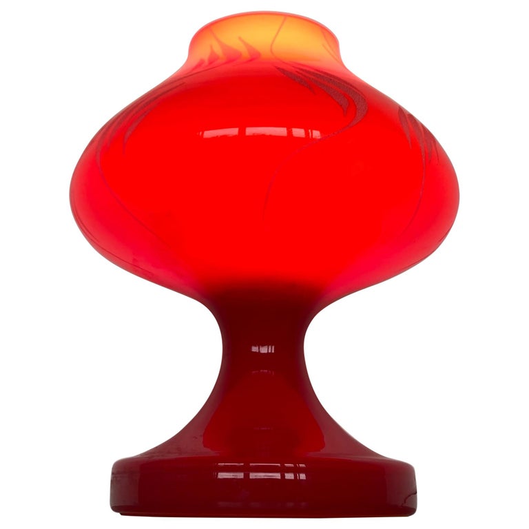 Midcentury Red Glass Table Lamp by Stefan Tabery, 1960s at 1stDibs