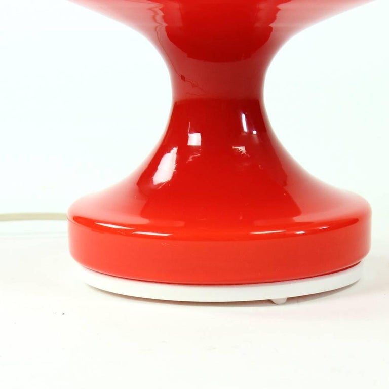 Midcentury Red Opaline Glass Table Lamp by Stefan Tabery for OPP ...