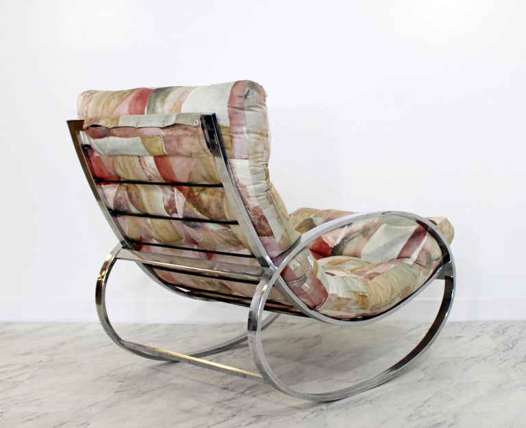 Midcentury Renato Zevi Chrome Elliptical Rocking Chair Selig Baughman ...