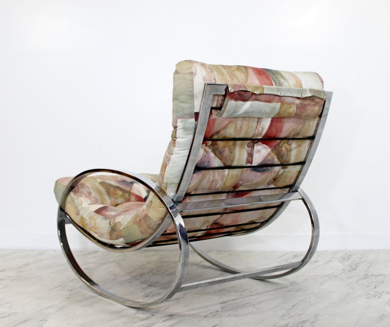 Midcentury Renato Zevi Chrome Elliptical Rocking Chair Selig Baughman ...