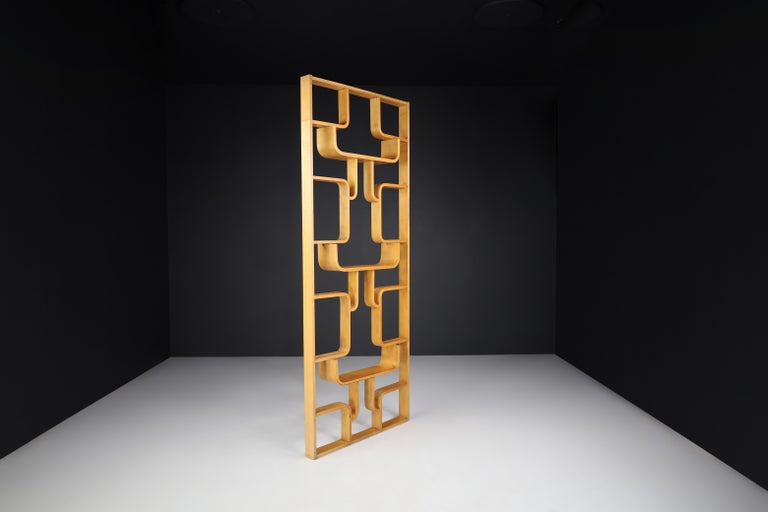 Midcentury Room Divider in Blond Bent-Wood by Ludvik Volak, Praque ...