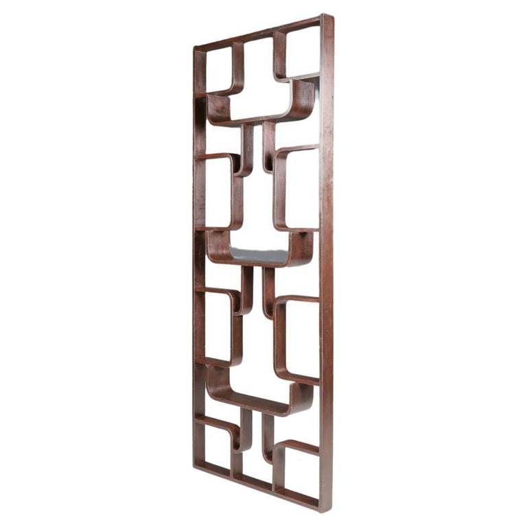 Midcentury Room Divider in Dark Stained Bent-Wood by Ludvik Volak ...