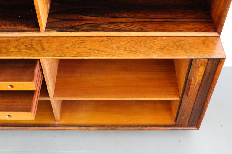 Midcentury Rosewood Arne Vodder Book Case with Tambour Doors by Sibast ...