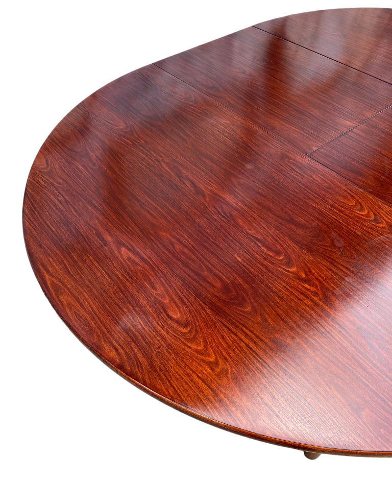 Midcentury Rosewood Expandable Round Dining Table with 1 Nesting Leaf ...