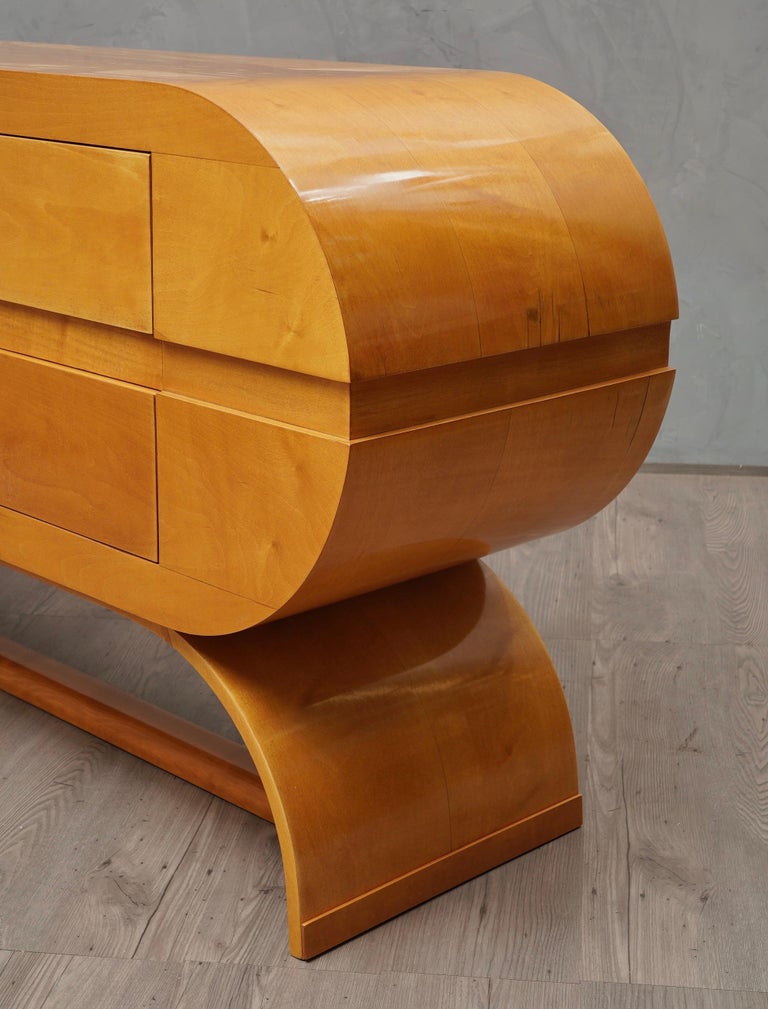 Midcentury Round Maple Wood Commodes, 1980 at 1stDibs