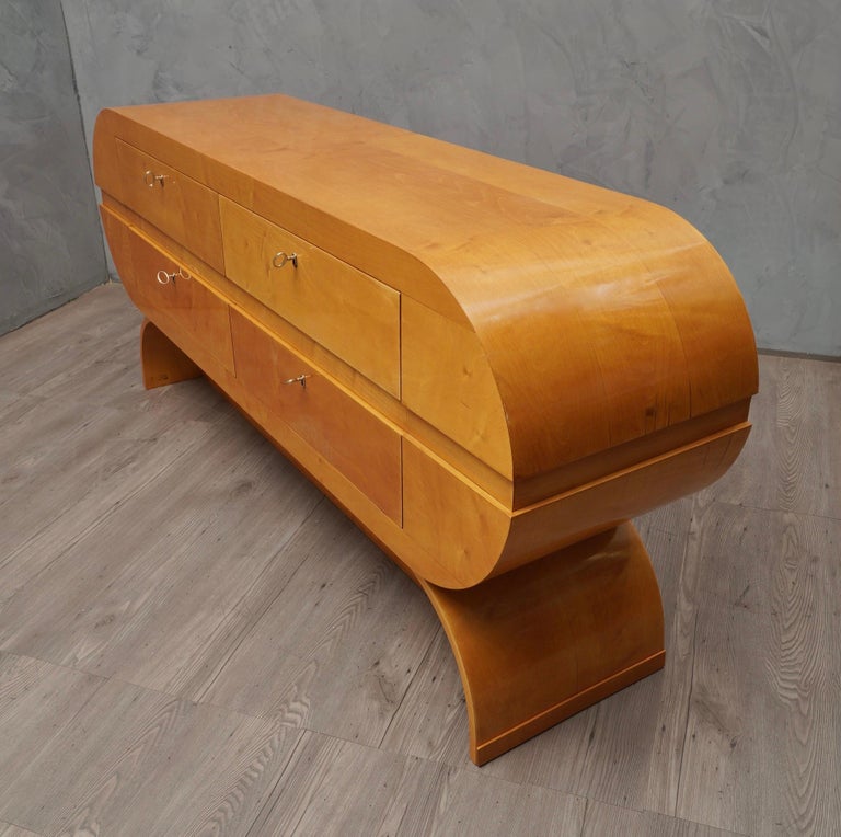 Midcentury Round Maple Wood Commodes, 1980 at 1stDibs