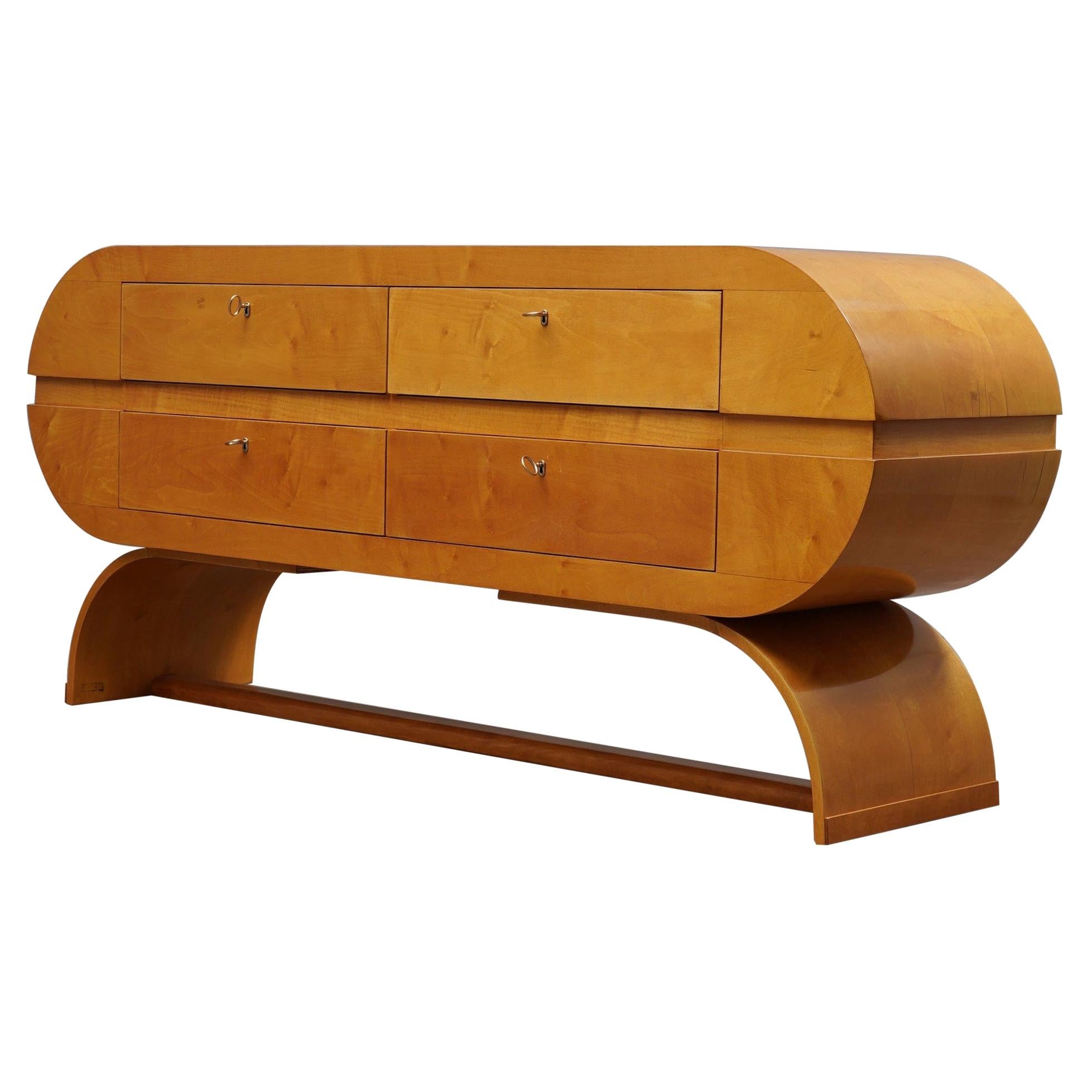 Midcentury Round Maple Wood Commodes, 1980 at 1stDibs