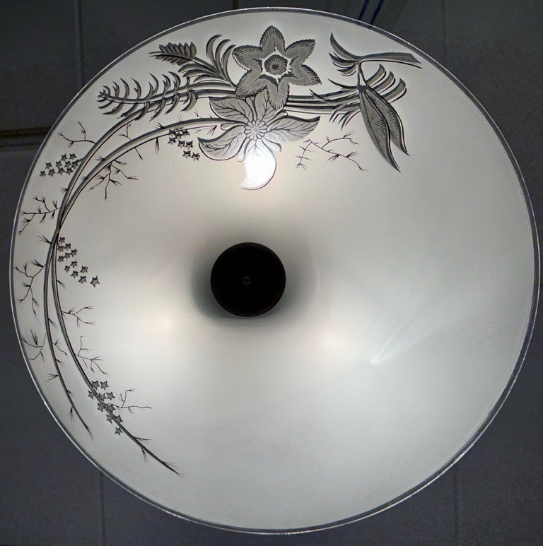 Midcentury Round Shape Glass Flush Mount with Silver Flowers and Stars ...