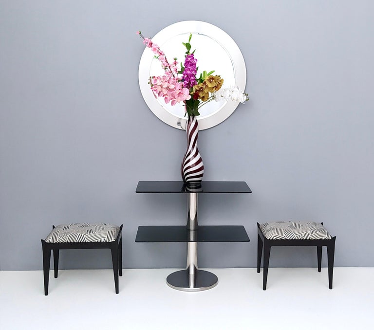 Postmodern Round Wall Mirror with Mirrored Steel Frame, Italy For Sale ...