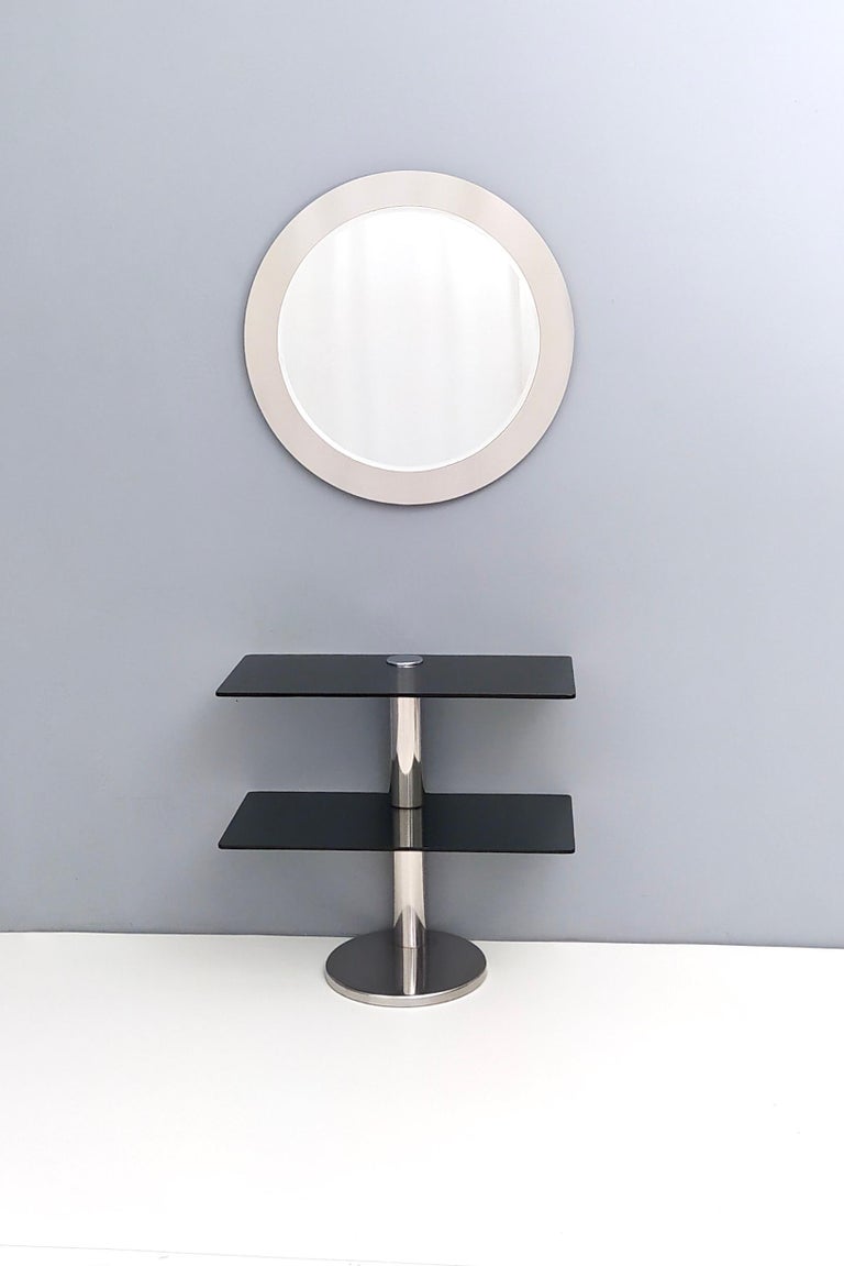 Postmodern Round Wall Mirror with Mirrored Steel Frame, Italy For Sale ...