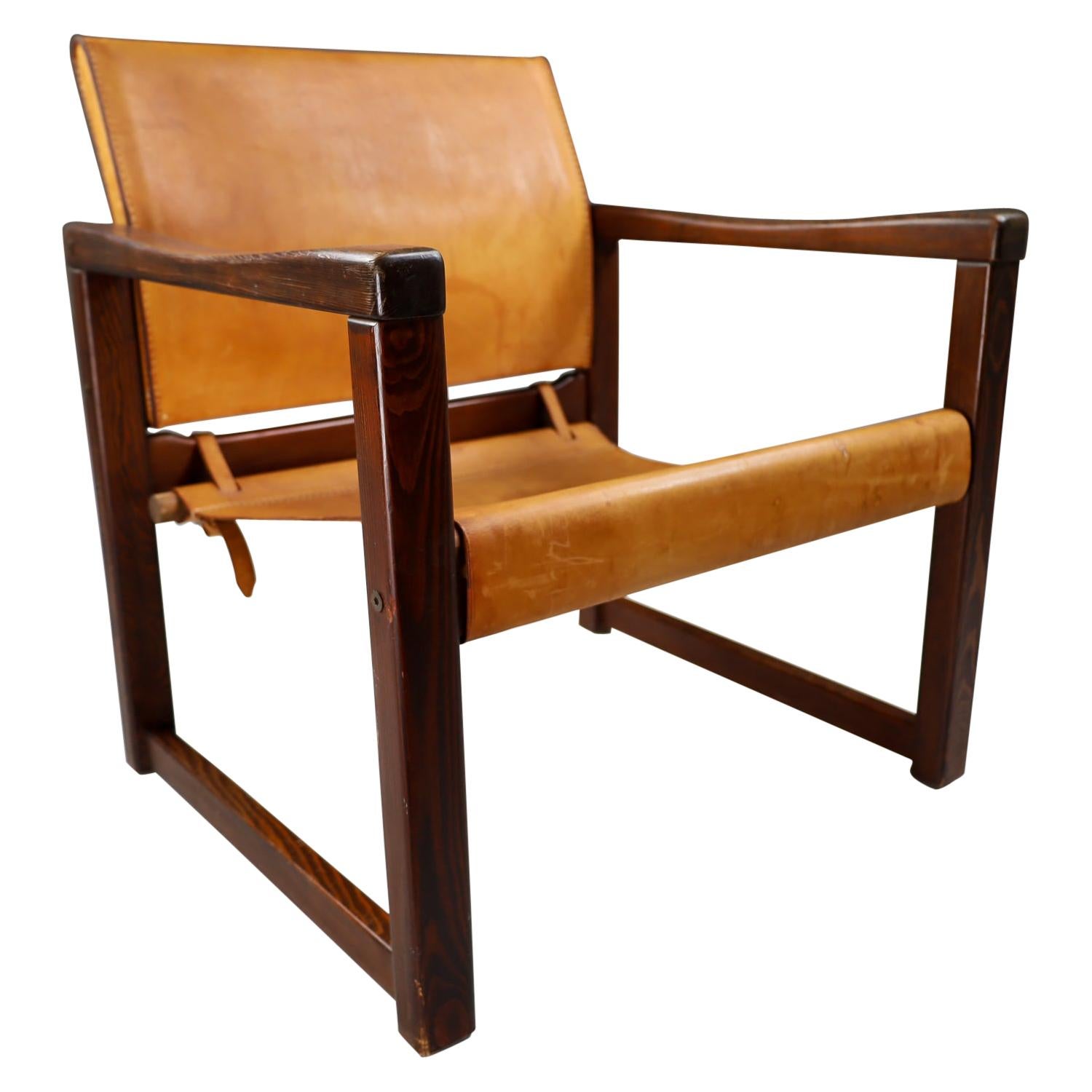 Midcentury Safari Lounge Chair in Patinated Cognac Saddle Leather ...