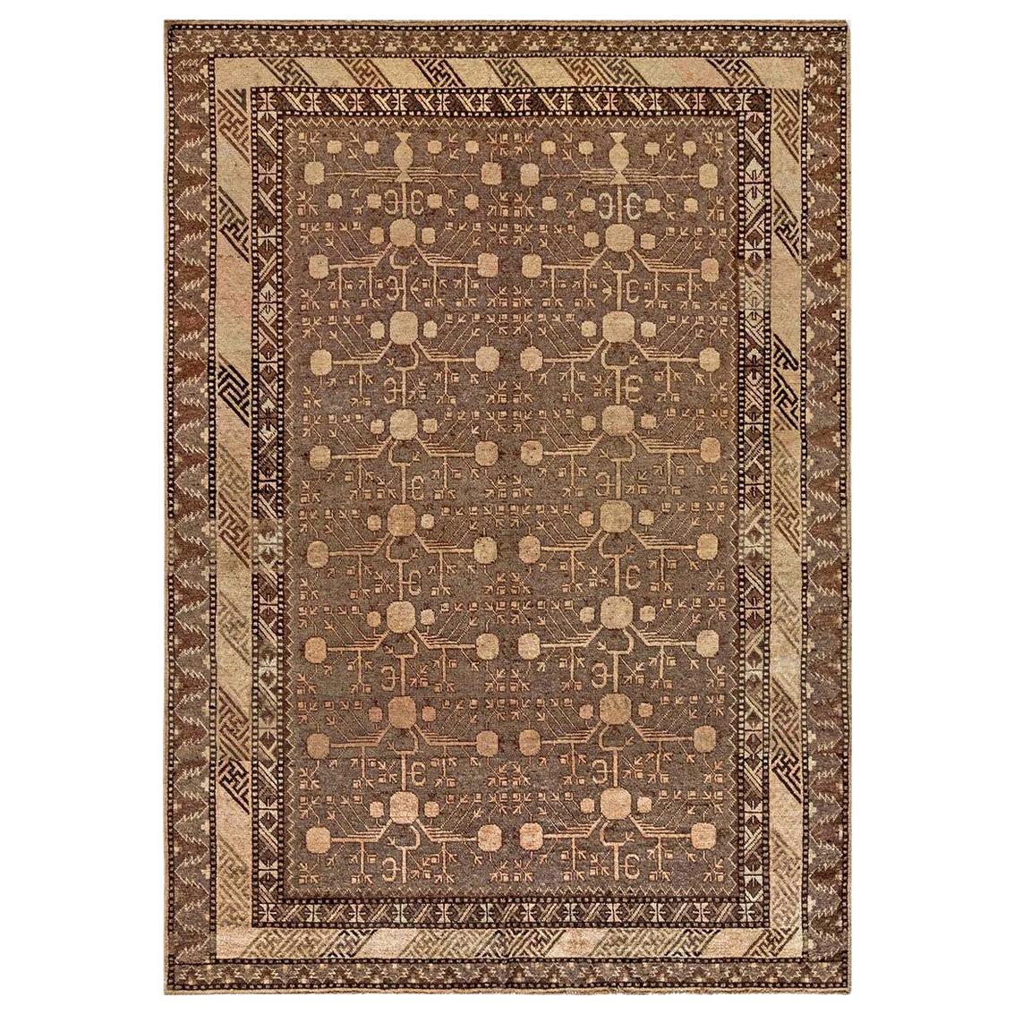 Midcentury Yellow, Beige and Blue Handmade Wool Bezalel Rug at 1stDibs