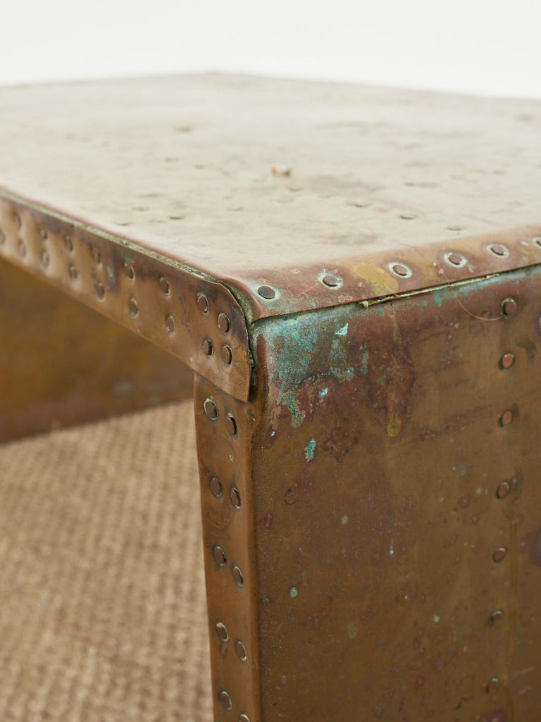 Midcentury Sarreid Patinated Brass Waterfall Cocktail Table For Sale at ...