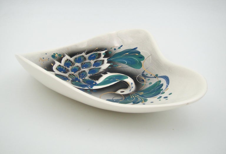 Mid-Century Peacock Freeform Bowl by Sascha Brastoff For Sale at 1stDibs