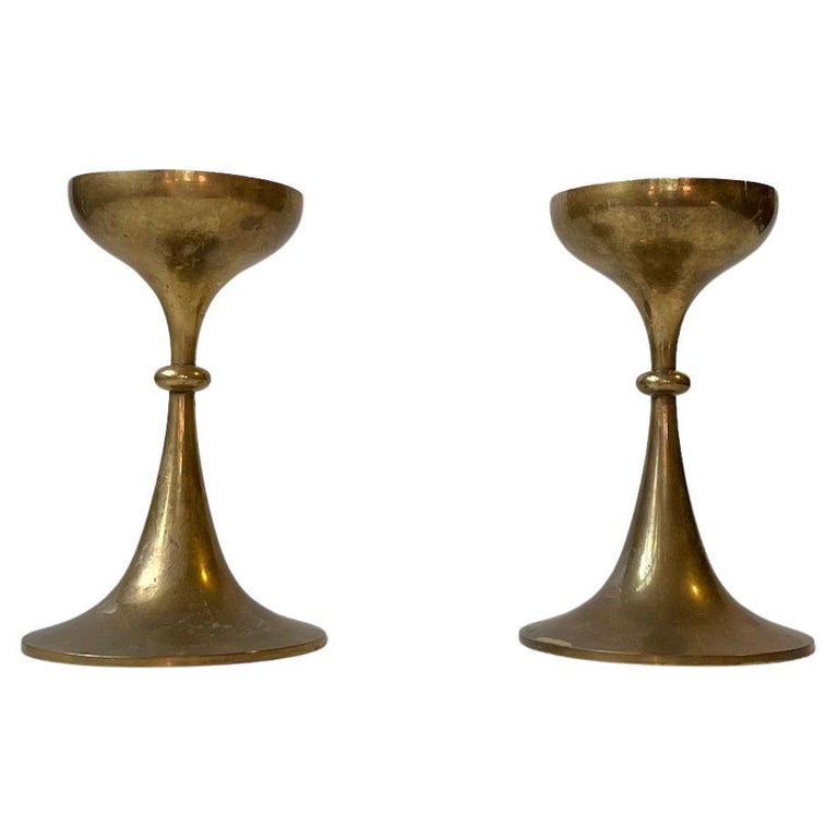 Midcentury Scandinavian Candlesticks in Brass, 1960s For Sale at 1stDibs