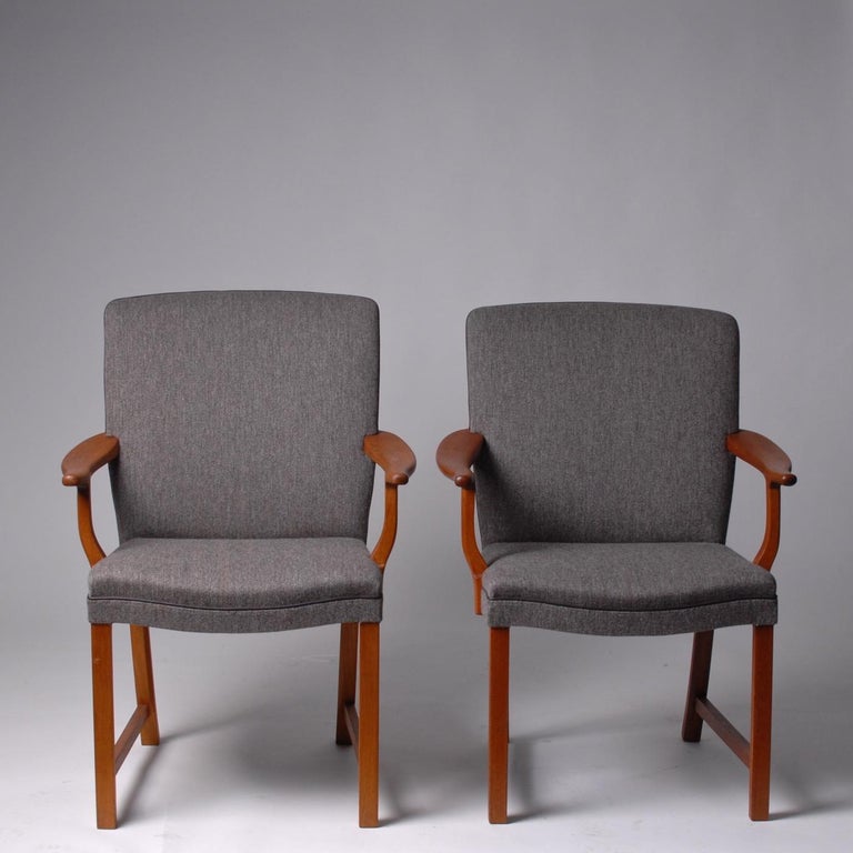 Midcentury Scandinavian Modern Alf Sture Armchairs Teak and Wool Norway ...