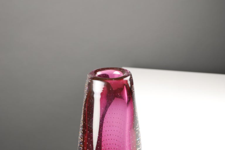 Midcentury Scandinavian Modern Vase Red Bubble Glass Magnor, Norway ...