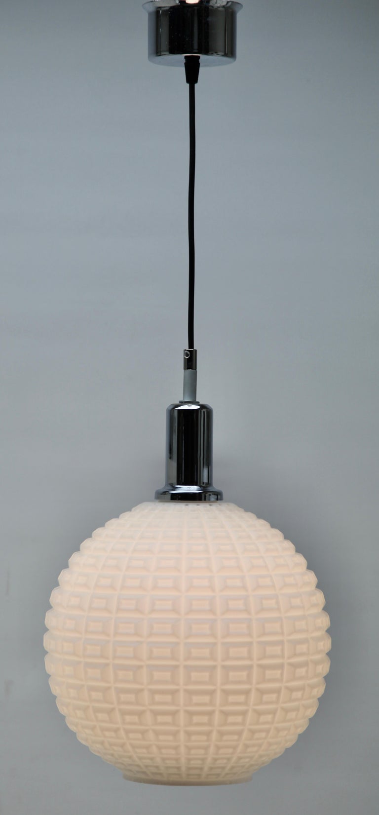 Midcentury Scandinavian Pendant Light, with Optical Opaline Shade For ...