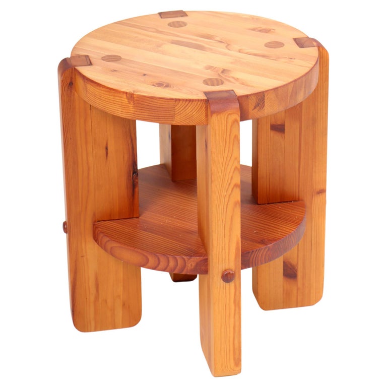 Midcentury Scandinavian Stool in Pine, 1970s at 1stDibs