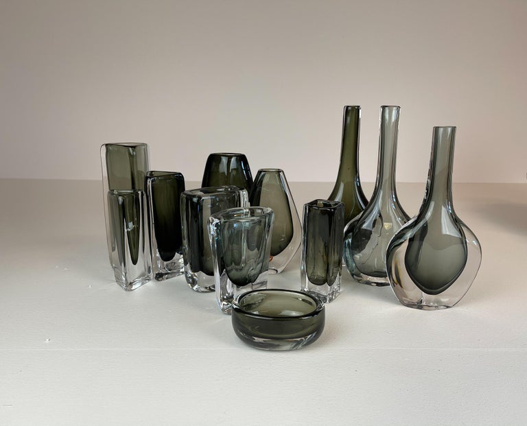 Midcentury Set of 12 Pieces Art Glass Nils Landberg Orrefors, Sweden ...