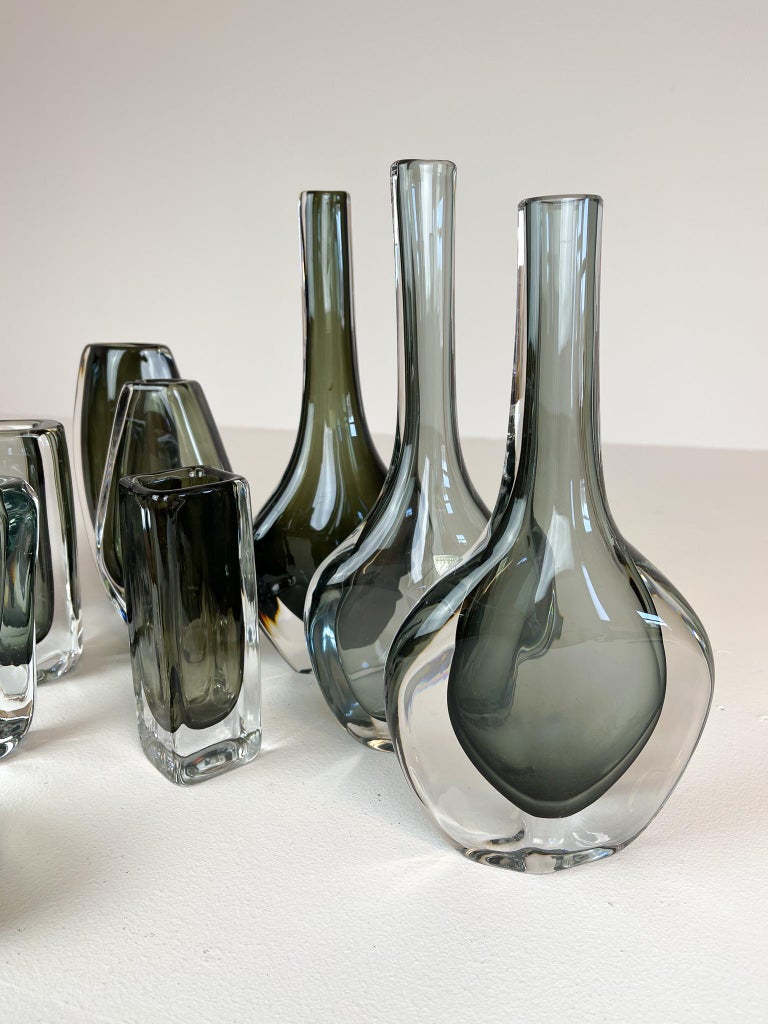 Midcentury Set of 12 Pieces Art Glass Nils Landberg Orrefors, Sweden ...