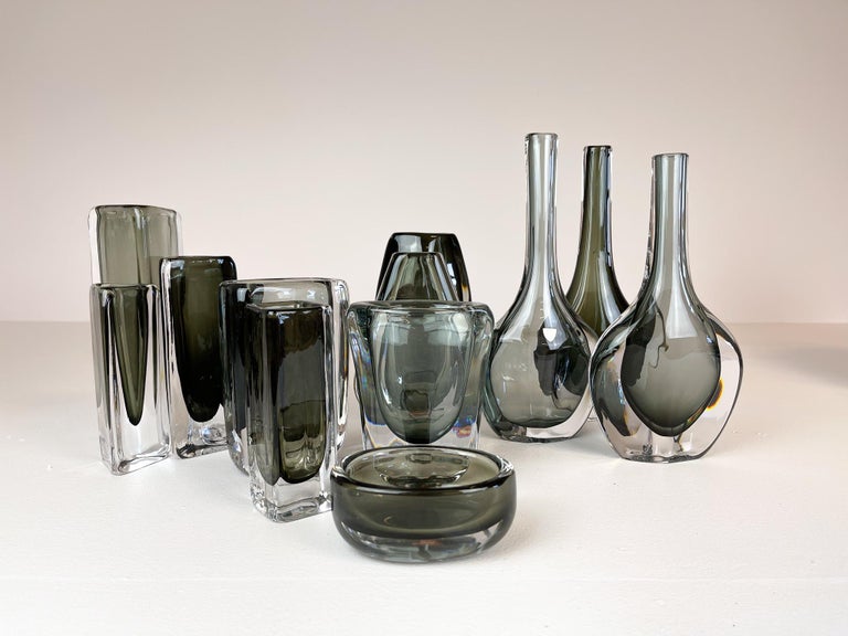 Midcentury Set of 12 Pieces Art Glass Nils Landberg Orrefors, Sweden ...