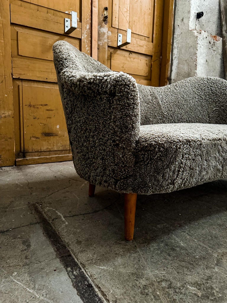 Midcentury Sheepskin/Shearling Sofa Model 'Samspel" Carl Malmsten, 1956 ...