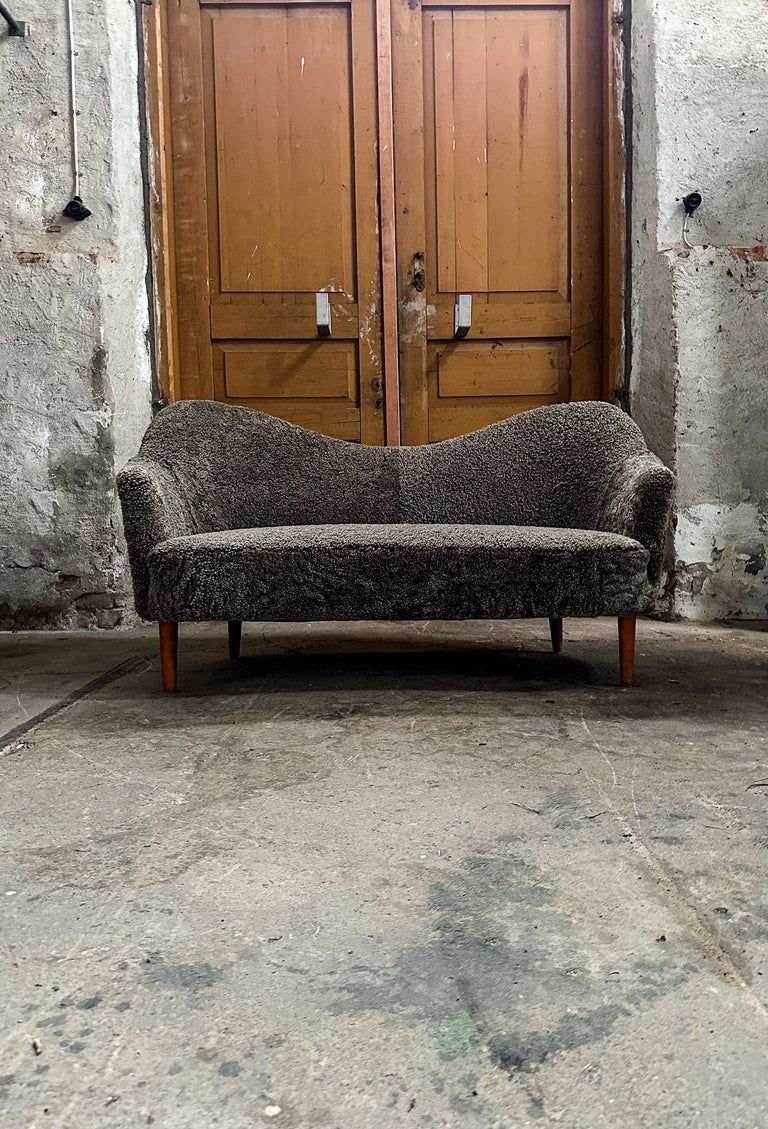 Midcentury Modern Sheepskin/Shearling Sofa Model 'Samspel" Carl ...