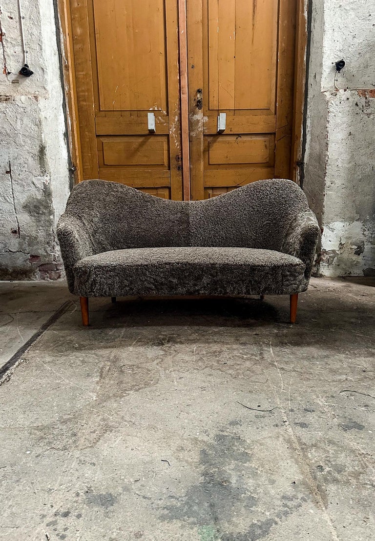 Midcentury Modern Sheepskin/Shearling Sofa Model 'Samspel" Carl ...