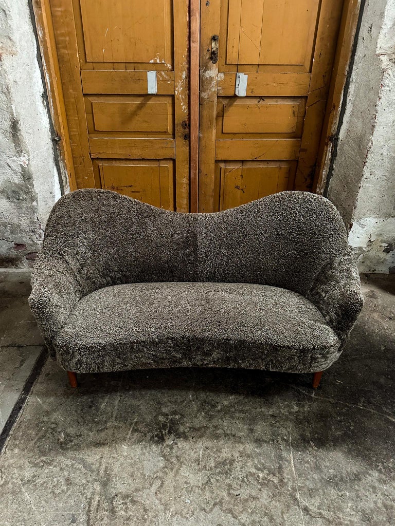 Midcentury Modern Sheepskin/Shearling Sofa Model 'Samspel" Carl ...