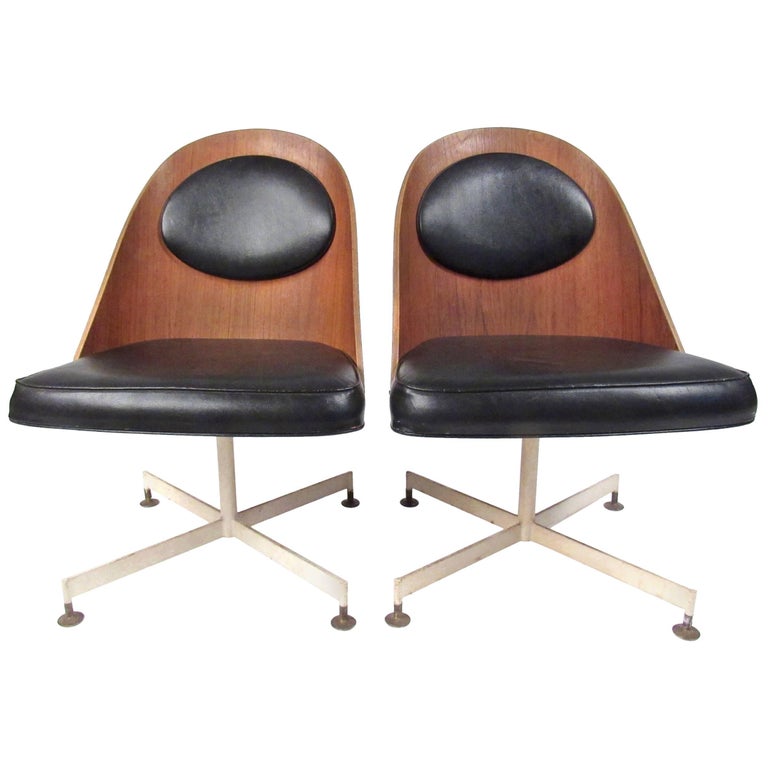 Midcentury Shell Back Swivel Desk Chair For Sale at 1stDibs