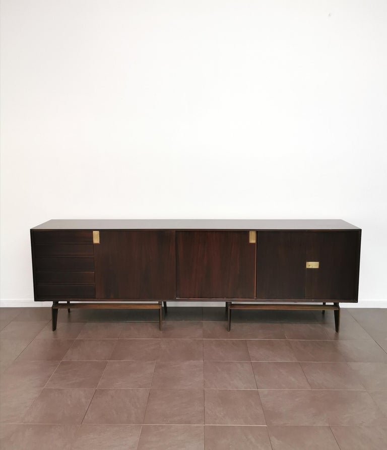 Midcentury Sideboard Credenza Wood Brass Edmondo Palutari for Dassi ...