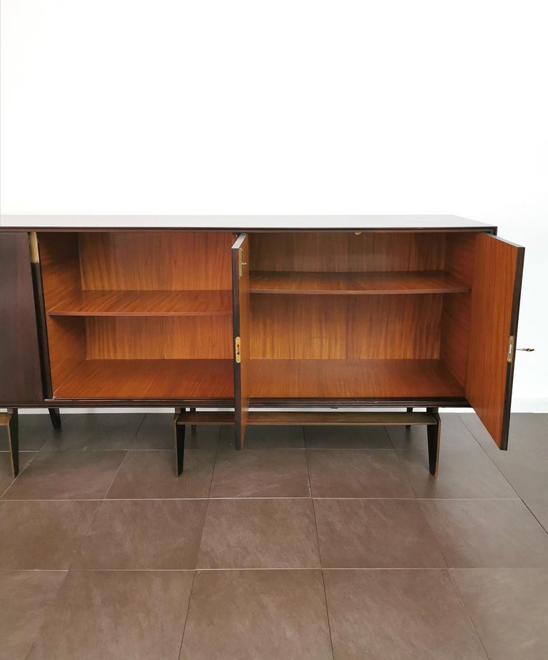 Midcentury Sideboard Credenza Wood Brass Edmondo Palutari for Dassi ...