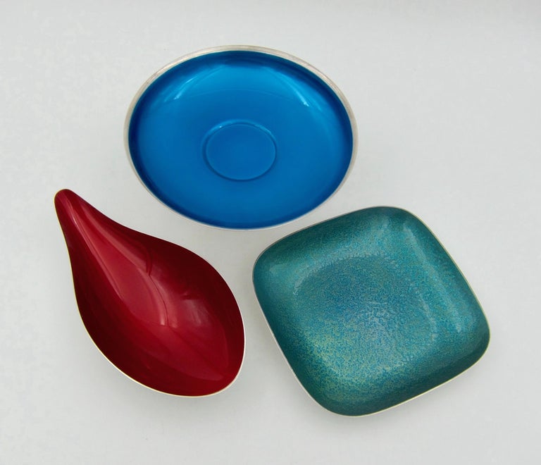 Midcentury Silverplate Collection with Jewel Tone Color Glazes For Sale ...