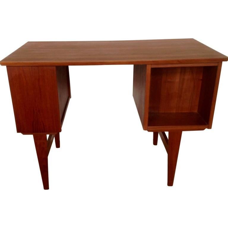 Midcentury Small Danish Teak Desk at 1stDibs