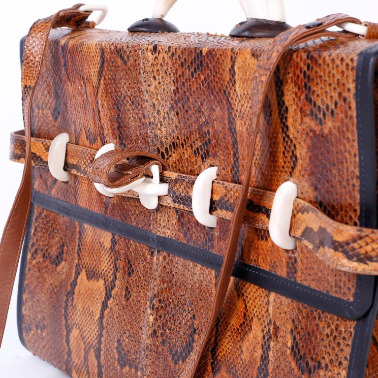 Midcentury Snake Skin Briefcase by Lowell at 1stDibs