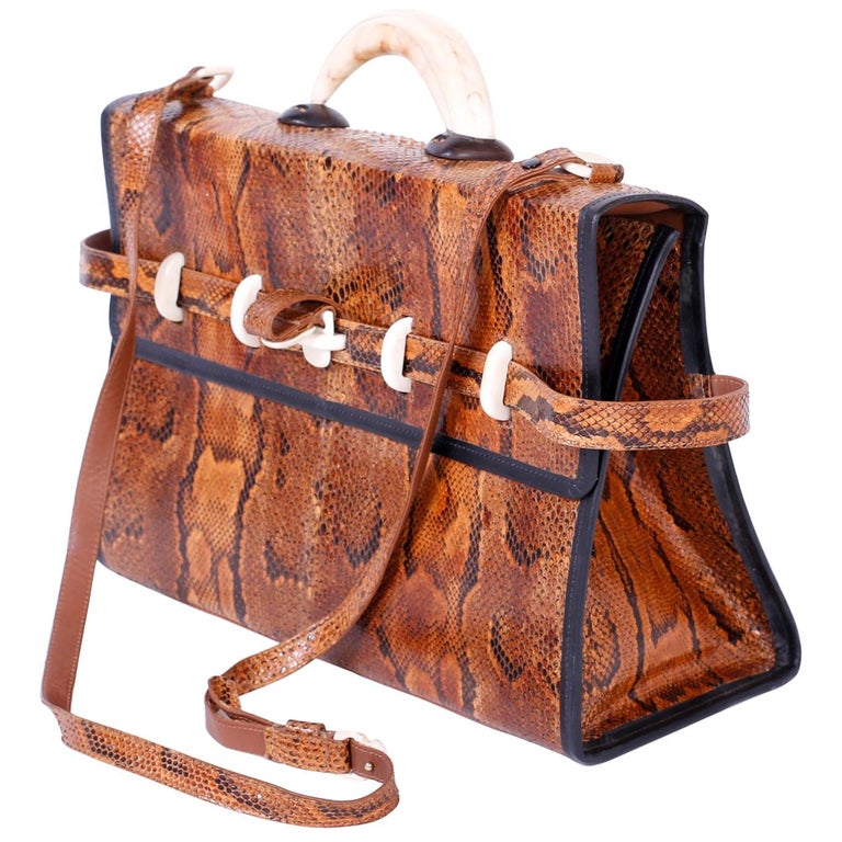 Midcentury Snake Skin Briefcase by Lowell at 1stDibs