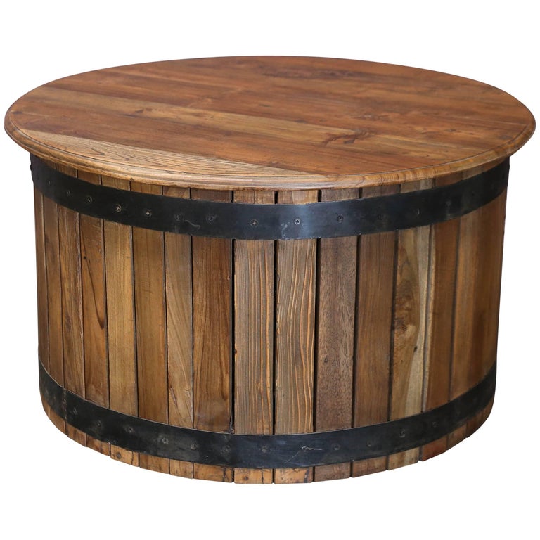 Midcentury Solid Teakwood Round Cocktail Table Made with Recycled Old ...