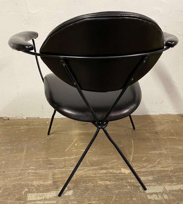 Midcentury Spider Leg Leather Arm Chair For Sale at 1stDibs