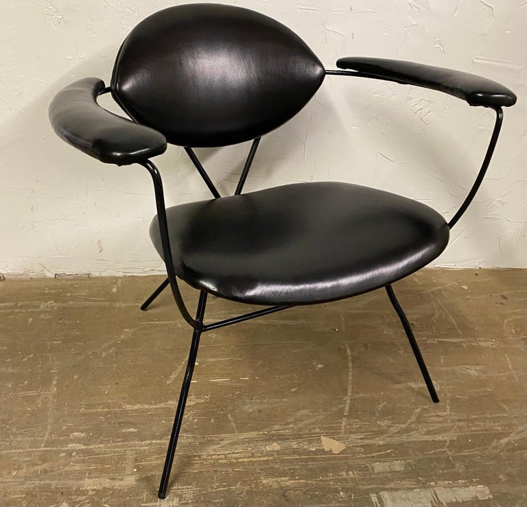 Midcentury Spider Leg Leather Arm Chair For Sale at 1stDibs