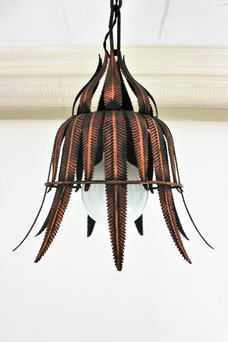 Mid Century Starburst Sunburst Pendant Light in Metal Copper For Sale ...