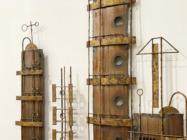 Midcentury Steampunk Peter Pepper Products Brutalist Cityscape Metal ...