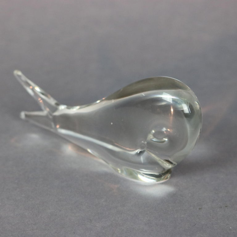 Midcentury Steuben Crystal Whale Sculptural Paperweight, 20th Century ...