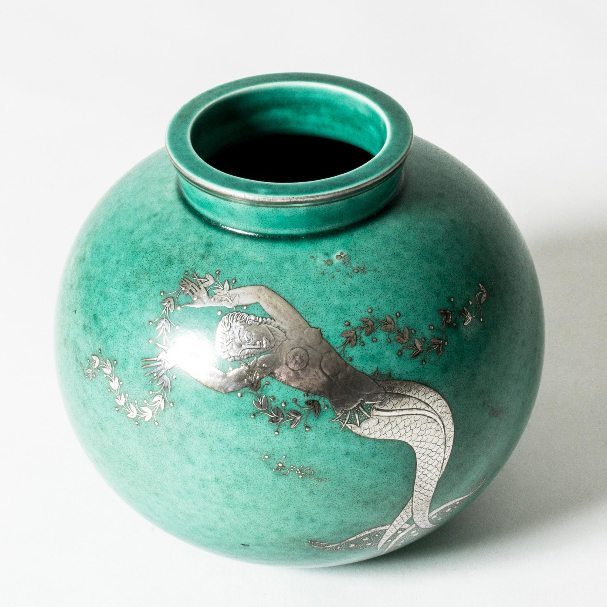 Midcentury Stoneware “Argenta” Vase by Wilhelm Kåge, Gustavsberg ...