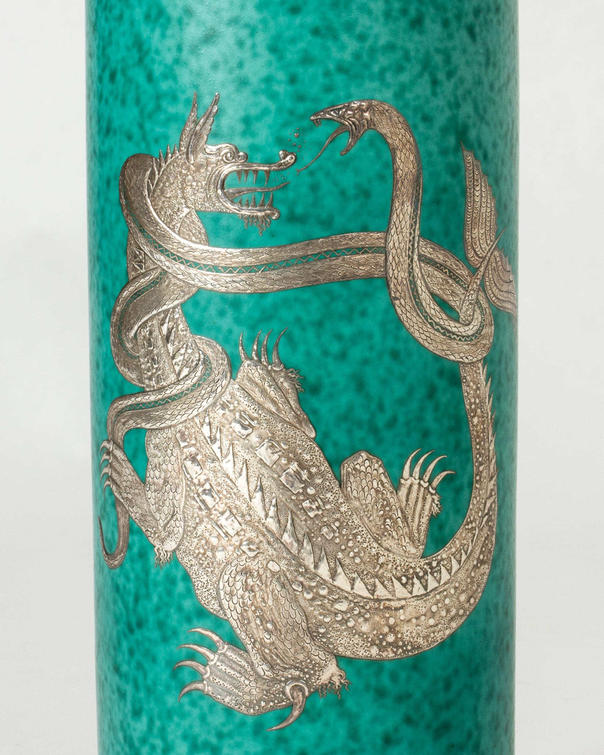 Midcentury Stoneware “Argenta” Vase by Wilhelm Kåge, Gustavsberg ...