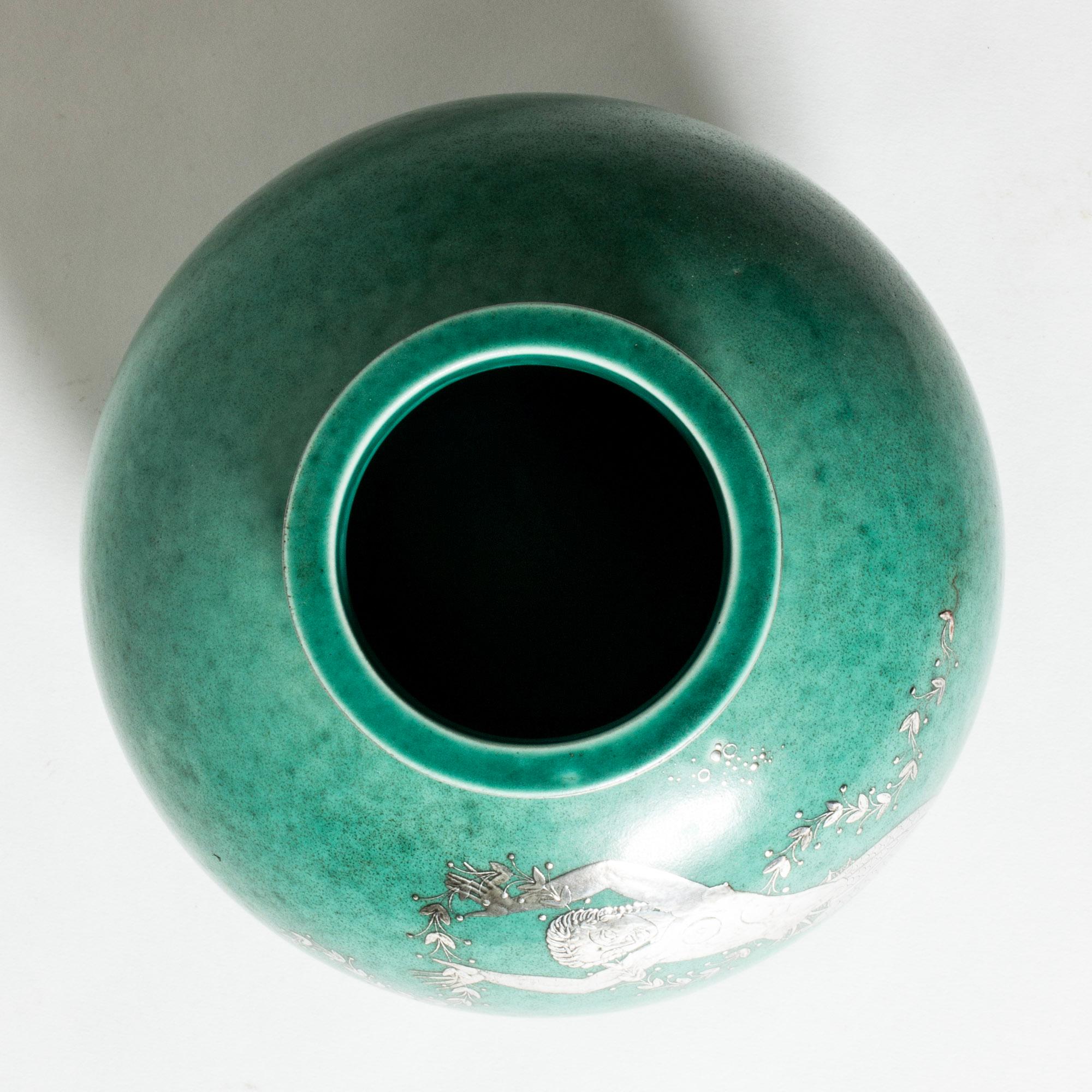 Midcentury Stoneware “Argenta” Vase by Wilhelm Kåge, Gustavsberg ...
